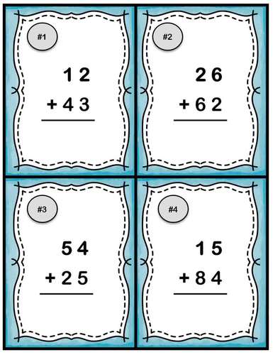 Double Digit Addition (WITHOUT REGROUPING) Task Cards by Task-it-Teacher