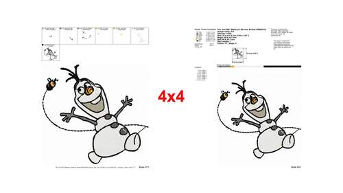 Happy Olaf Snowman with Flying Bee Disney Embroidery Designs - Instant ...