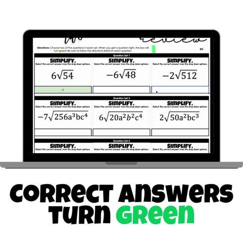 Radicals & Complex Numbers Review DIGITAL Choose 2 Activity by Sun Sine