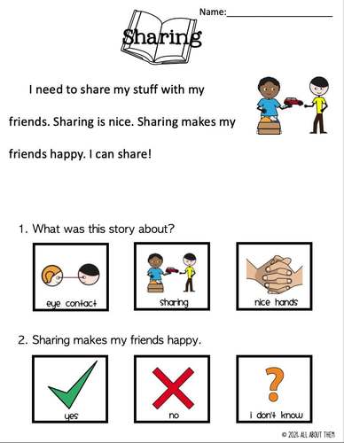 Social Skill Stories + Reading Comprehension, Special Education | TPT