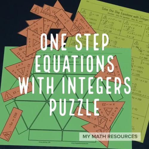 One Step Equations with Integers Puzzle - Fun Math Activity by Amy Harrison