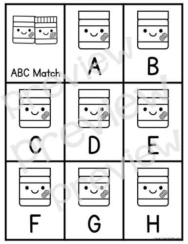PB and Grape Jelly Jars - Uppercase & Lowercase Alphabet Matching ...