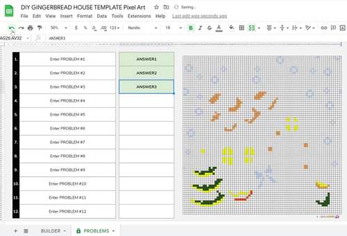 Christmas Winter GINGERBREAD HOUSE DIY Digital Pixel Art Template EDITABLE