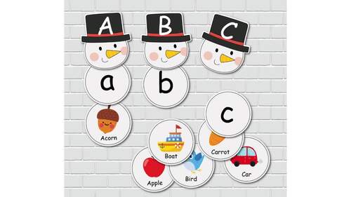 Snowman Letter Matching Printable Activity for Kids, Alphabet Matching ...