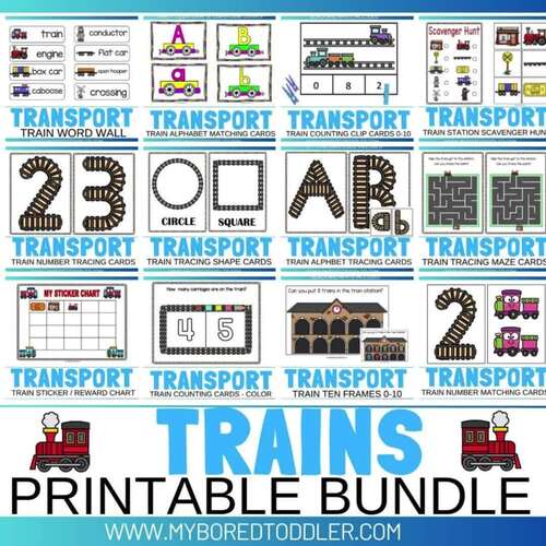 TRAINS - Transport Bundle for Toddlers & Preschoolers - literacy | Math ...