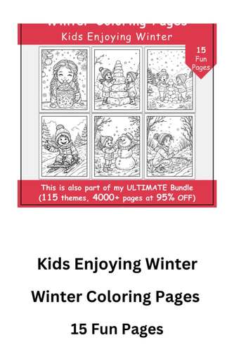 Printable Winter Coloring Page | Kids Enjoying Winter Activities on A ...