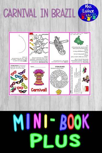 Carnival in Brazil Minibook Pack 7 resources w BOOM CARDS by Miss Esther