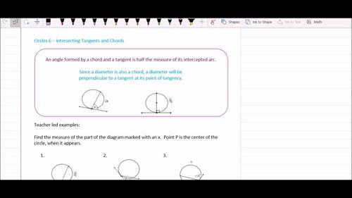 Circles 6 - Intersecting Tangents and Chords (video) | TpT