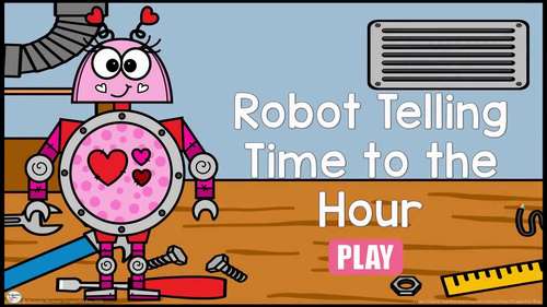Valentine's Day Telling Time to Hour Centers Printables Digital Game BUNDLE