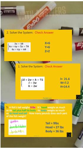 Solving Systems of Equation in 3 Variables: Marker Board Activity