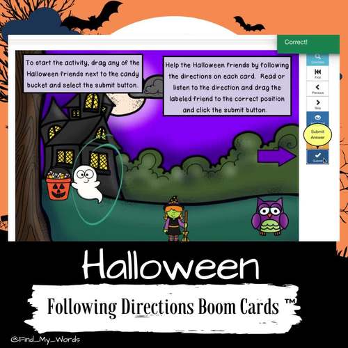 Halloween Following Directions With Prepositions Boom Cards by Find My ...