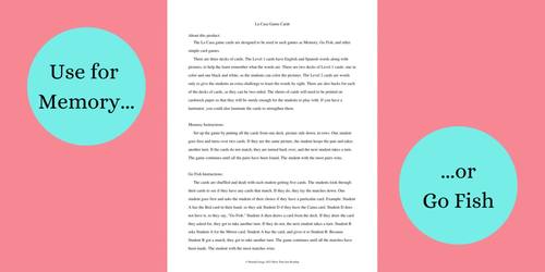 La Casa House Spanish English Matching Game Cards for Memory and Go Fish