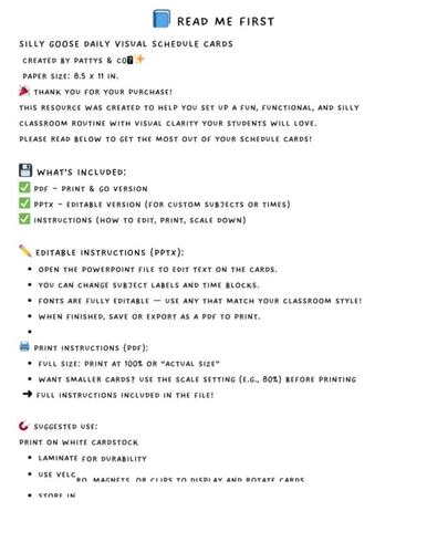 Editable Daily Schedule Cards – Silly Goose | Classroom Visual Schedule ...