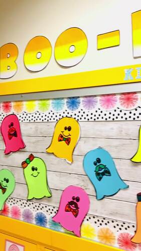 Halloween Bulletin Board Kit | Fa-boo-lous Ghost Writing Flip Craft K, 1, 2