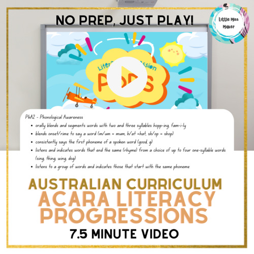 Literacy Progressions Video Australian Curriculum ACARA Phonological ...
