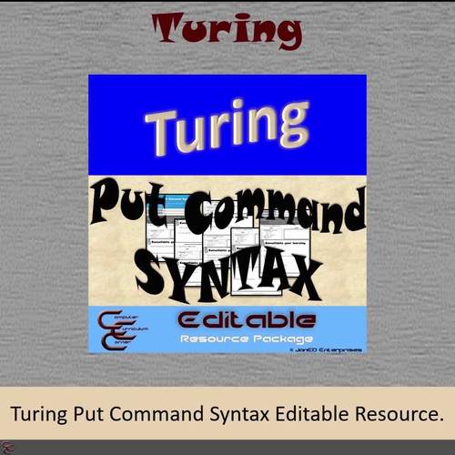 Turing Put Command Syntax Editable Resource Package by Computer Corner