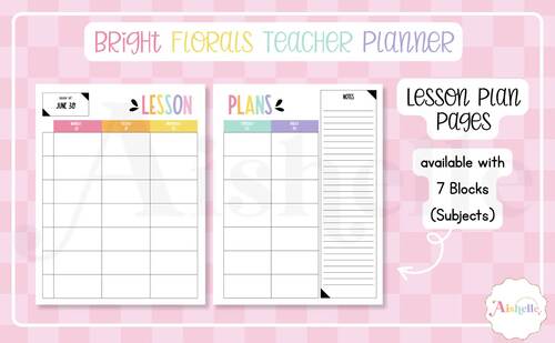 2025-2026 Teacher Planner Printable | Bright Floral theme | DATED