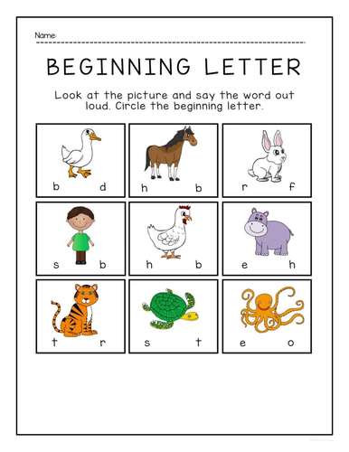 BEGINNING LETTER WORKSHEETS | BEGINNING SOUNDS | ALPHABET by sheetworm