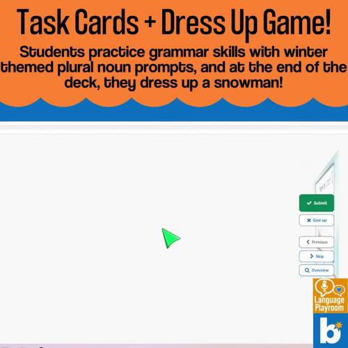 Plural Noun Forms Winter Snowman Game BOOM CARDS Task Cards for Speech ...