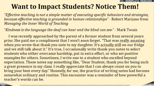 COMPLETE TEACHER Lesson 6 - Want to Impact Students? Notice Them!