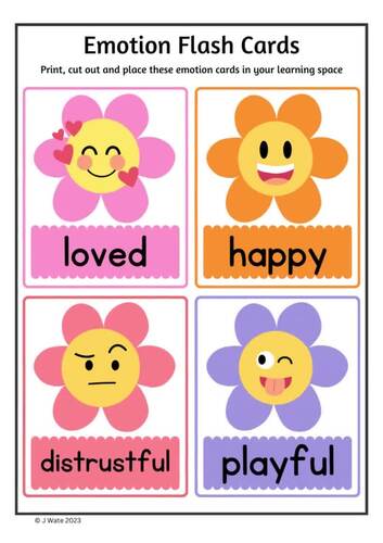 Emotions & Feelings Worksheets Flashcards, Self Check In Templates