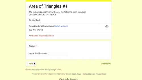 Area of Triangles Google Classroom™ Digital Quiz Set by Home Run Homeroom