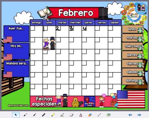 Morning Calendar For MIMIO Board - Febrero (Día de los Presidentes)