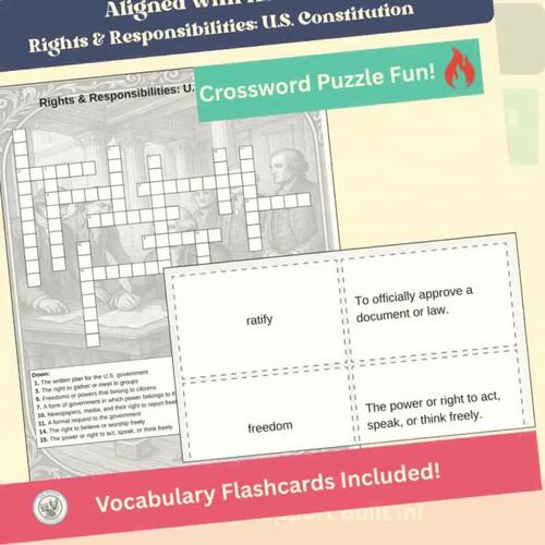 HSS 5.7.2 Puzzle Pack- Rights & Responsibilities U.S. Constitution ...