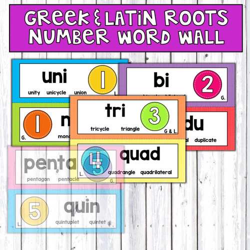 Greek & Latin Roots Number Word Wall by Joyful 4th | TPT