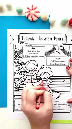 Nutcracker Ballet Listening Glyphs + Coloring Sheets by Becca's Music Room