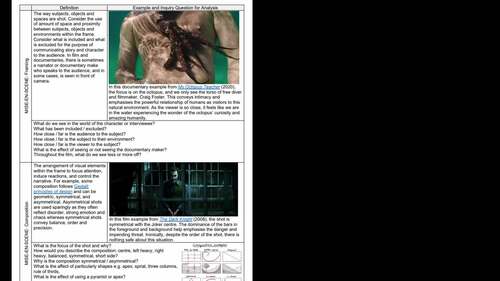 Film and Documentary Analysis Glossary by Zac's Teaching Resources