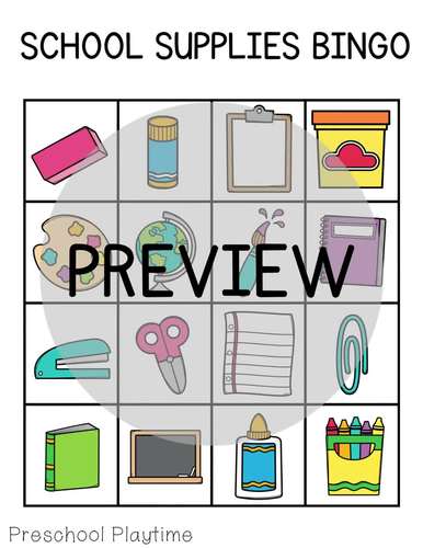 School Supplies BINGO Game for Preschool, Kindergarten, & SPED | TpT