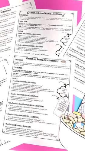 Back to School One Pager Activity Templates August September 5th 6th ...