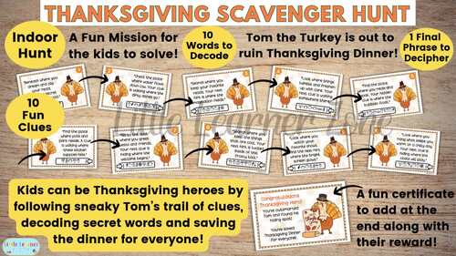 Indoor Thanksgivng Scavenger Hunt for Homeschool Kids, Scavenger Hunt ...