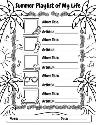 "Summer Playlist of My Life" - Creative Identity & Reflection Activity