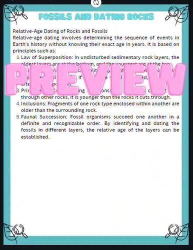 Fossils and Dating Rocks Review and Paper Study Guide | Earth's Past