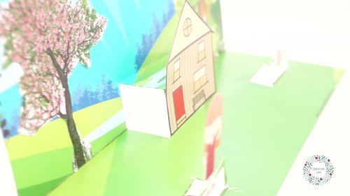 Tiny House Scene 3D Craftivity - 100% Editable by Creative Lab | TPT