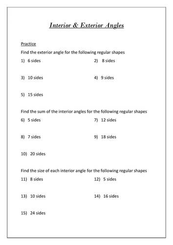 Maths Angles in Polygons, Pythagoras' Theorem and Trigonometry Worksheets