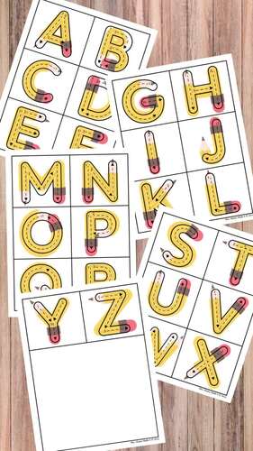 Pencil Themed Alphabet Tracing Cards & Worksheets Back to School Preschool