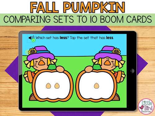 Fall More or Less Kindergarten Boom Cards Counting Collections ...