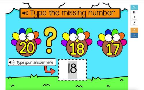 Turkey Number Sequencing Digital Task Boom Cards Math centers ...