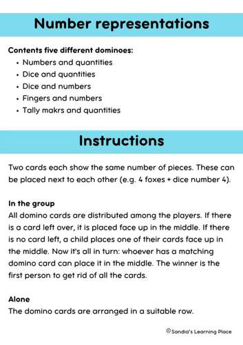 Number representation: Domino (Fall / Autumn) by Sandia's Learning Place