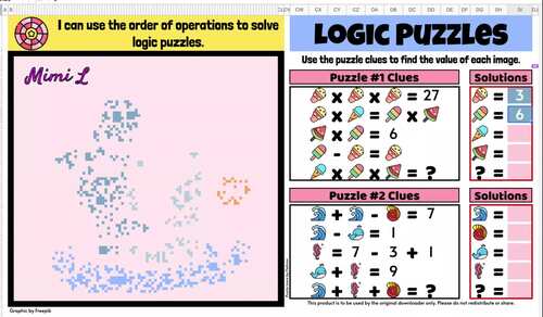Summer Math Riddles Puzzle Pixel Art - End of the Year - 3rd, 4th, 5th