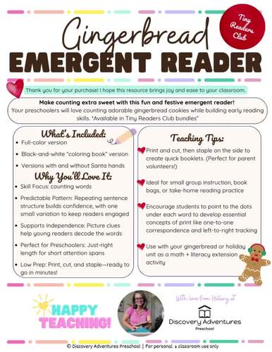 Counting Gingerbread Cookies Emergent Reader | Christmas Math & Literacy