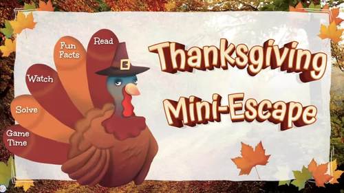 Thanksgiving Mini Digital Escape Reading Comprehension, Videos, and ...