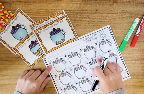 Halloween Candy Corn Counting | Math Centers Task Cards Numbers 0-20