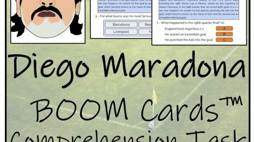 Diego Maradona BOOM Cards™ Comprehension Activity 3rd Grade & 4th Grade
