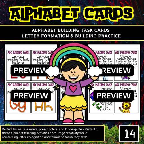 Alphabet Building Task Cards Letter Formation & Building Practice back ...