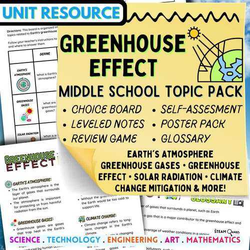 Greenhouse Effect Unit: Choice Board Notes Review Game and More! Middle ...