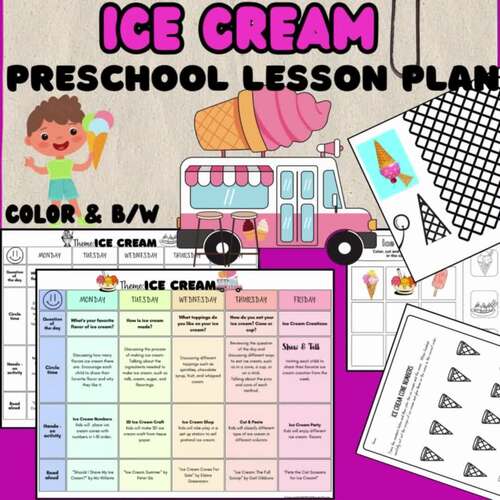 ICE CREAM- Preschool Weekly Lesson Plan by PavlyStyle | TPT